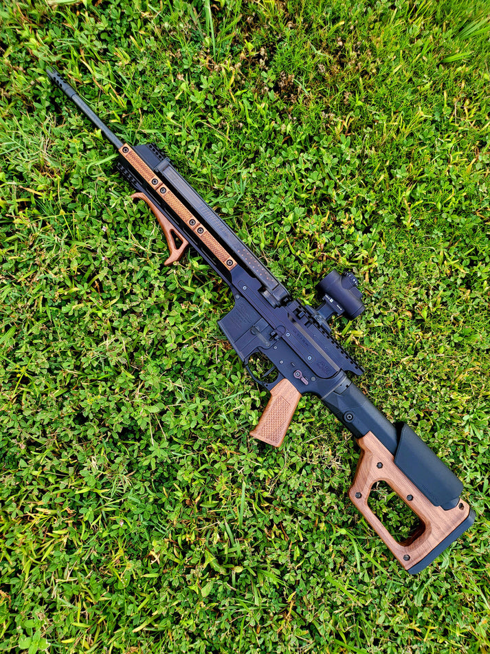 CNC Machined Walnut wood AR-15 stock JMK Customs – www.jmkcustoms.com