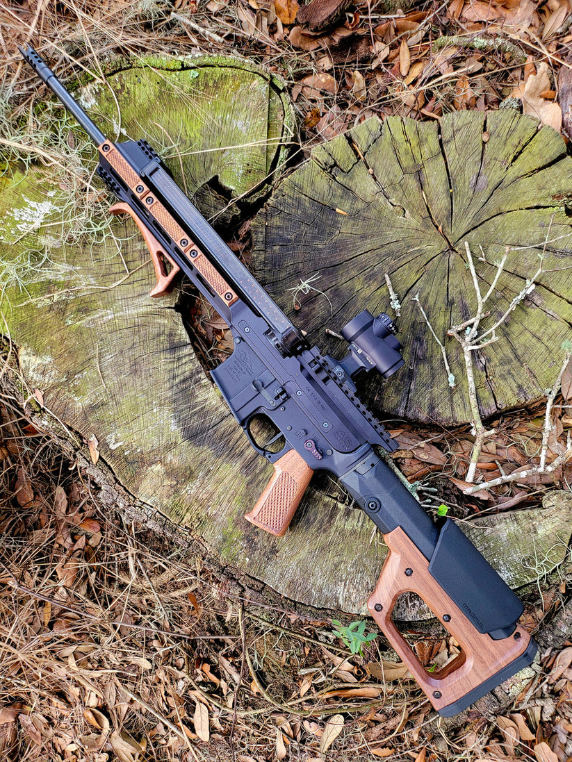 CNC Machined Walnut wood AR-15 stock JMK Customs – www.jmkcustoms.com